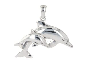 jewelry trends sterling silver large mother and child dolphin pendant