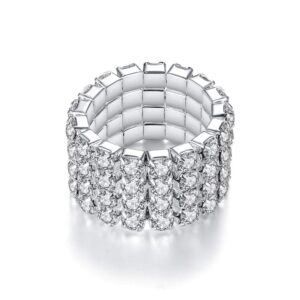 wtz - new sparkling 4 row crystal rhinestone stretch ring