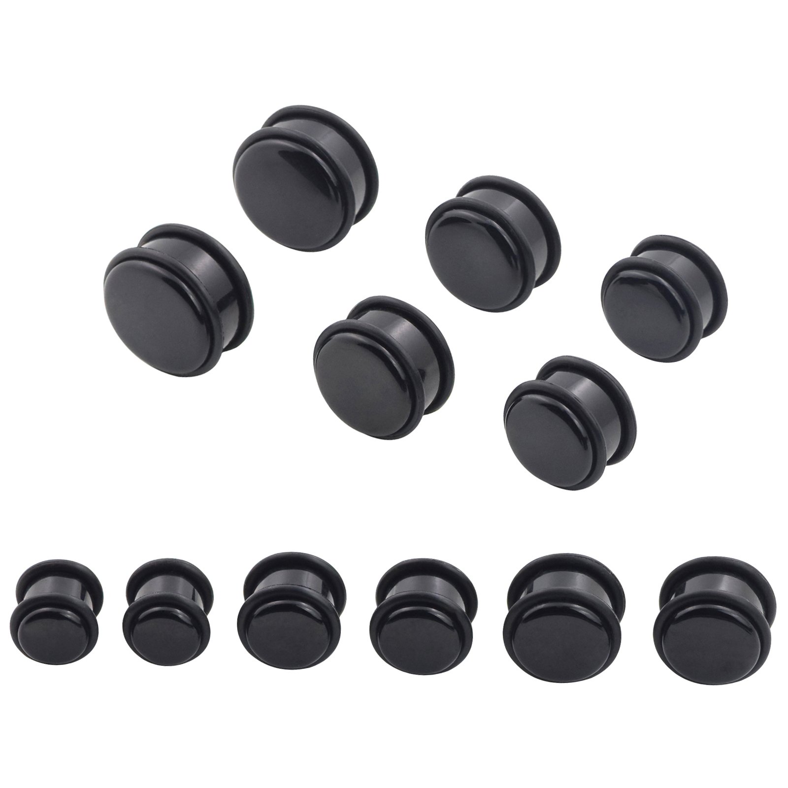 Oyaface 24PC Big Gauges Kit Ear Stretching 00G-20mm Acrylic Taper Plug Tunnels Piercing Black Kits