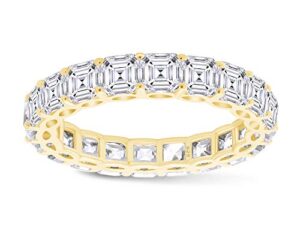 jewel zone us asscher cut white cubic zirconia eternity band ring in 14k yellow gold over sterling silver