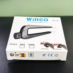 WINGO Wide Guitar Capo Fit for Acoustic Classical Electric Guitar, Bass, Mandolin, Banjos, Ukulele, Black