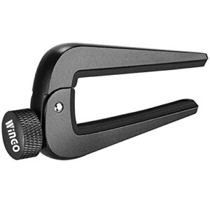 wingo wide guitar capo fit for acoustic classical electric guitar, bass, mandolin, banjos, ukulele, black