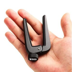 WINGO Wide Guitar Capo Fit for Acoustic Classical Electric Guitar, Bass, Mandolin, Banjos, Ukulele, Black