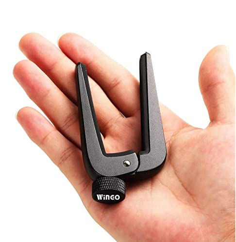 WINGO Wide Guitar Capo Fit for Acoustic Classical Electric Guitar, Bass, Mandolin, Banjos, Ukulele, Black