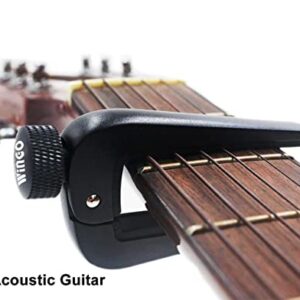 WINGO Wide Guitar Capo Fit for Acoustic Classical Electric Guitar, Bass, Mandolin, Banjos, Ukulele, Black