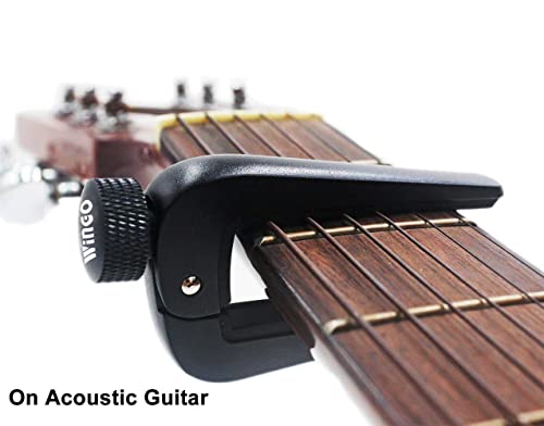 WINGO Wide Guitar Capo Fit for Acoustic Classical Electric Guitar, Bass, Mandolin, Banjos, Ukulele, Black