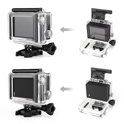 SOONSUN Side Open Skeleton Housing Case for GoPro Hero 4 Black, Hero 4 Silver, Hero 3+, Hero 3 Cameras with LCD Touch Backdoor and Skeleton BacPac Backdoor for Extended Battery or Bacpac Screen