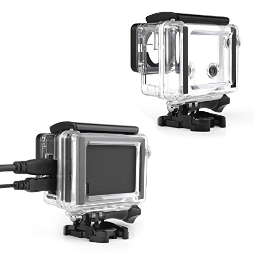 SOONSUN Side Open Skeleton Housing Case for GoPro Hero 4 Black, Hero 4 Silver, Hero 3+, Hero 3 Cameras with LCD Touch Backdoor and Skeleton BacPac Backdoor for Extended Battery or Bacpac Screen