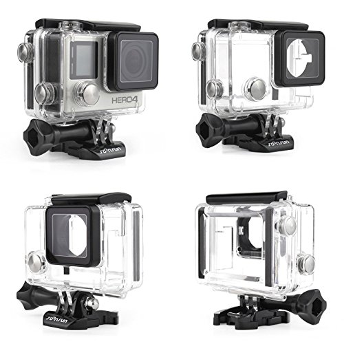 SOONSUN Side Open Skeleton Housing Case for GoPro Hero 4 Black, Hero 4 Silver, Hero 3+, Hero 3 Cameras with LCD Touch Backdoor and Skeleton BacPac Backdoor for Extended Battery or Bacpac Screen