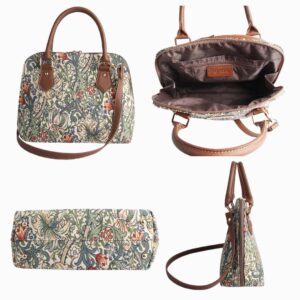 Signare Tapestry Hand Shoulder Bag Cross Body Purses Handbag Satchel Bag for Women In William Morris Goldenlily Design |CONV-GLILY