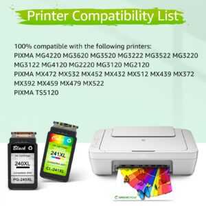 greencycle Re-Manufactured CL-241XL 241 XL Ink Cartridge Compatible for Canon PIXMA MG3620 MG3520 MG2220 MX392 MX432 MX452 MX472 MX512 MG3522 MX522 MX532 (Tri-Color, 1 Pack)