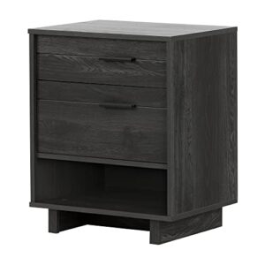 south shore fynn nightstand with cord catcher, gray oak, 22.25 in x 16.5 in x 24.75 in (d x w x h)