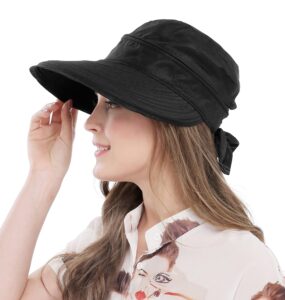 bellady women's visor hats uv protection summer sun hats wide brim cap, black