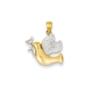 jewels by lux 14k yellow gold w/rhodium peace dove pendant