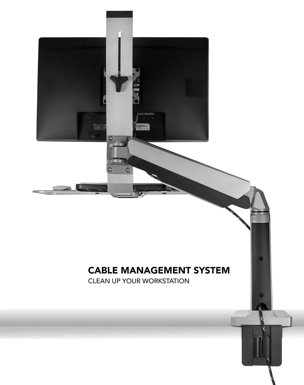 Mount-It! Sit Stand Workstation for Single Monitor and Keyboard - Height Adjustable Standing Desk Mount with Monitor Mount and Keyboard Tray