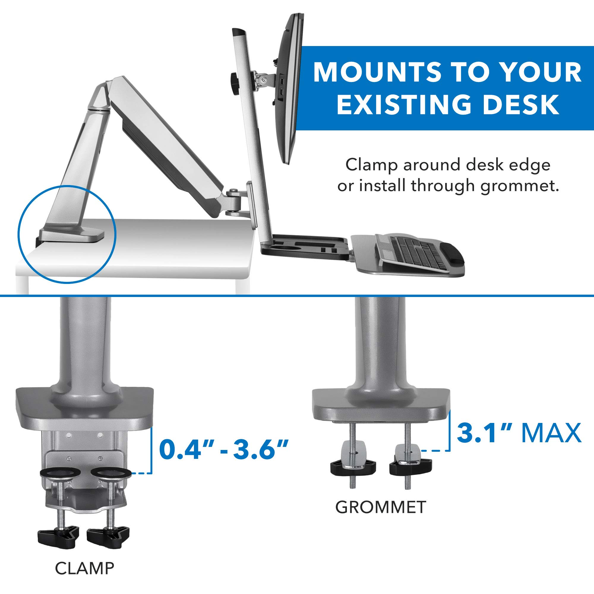 Mount-It! Sit Stand Workstation for Single Monitor and Keyboard - Height Adjustable Standing Desk Mount with Monitor Mount and Keyboard Tray