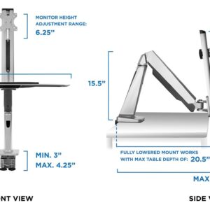 Mount-It! Sit Stand Workstation for Single Monitor and Keyboard - Height Adjustable Standing Desk Mount with Monitor Mount and Keyboard Tray