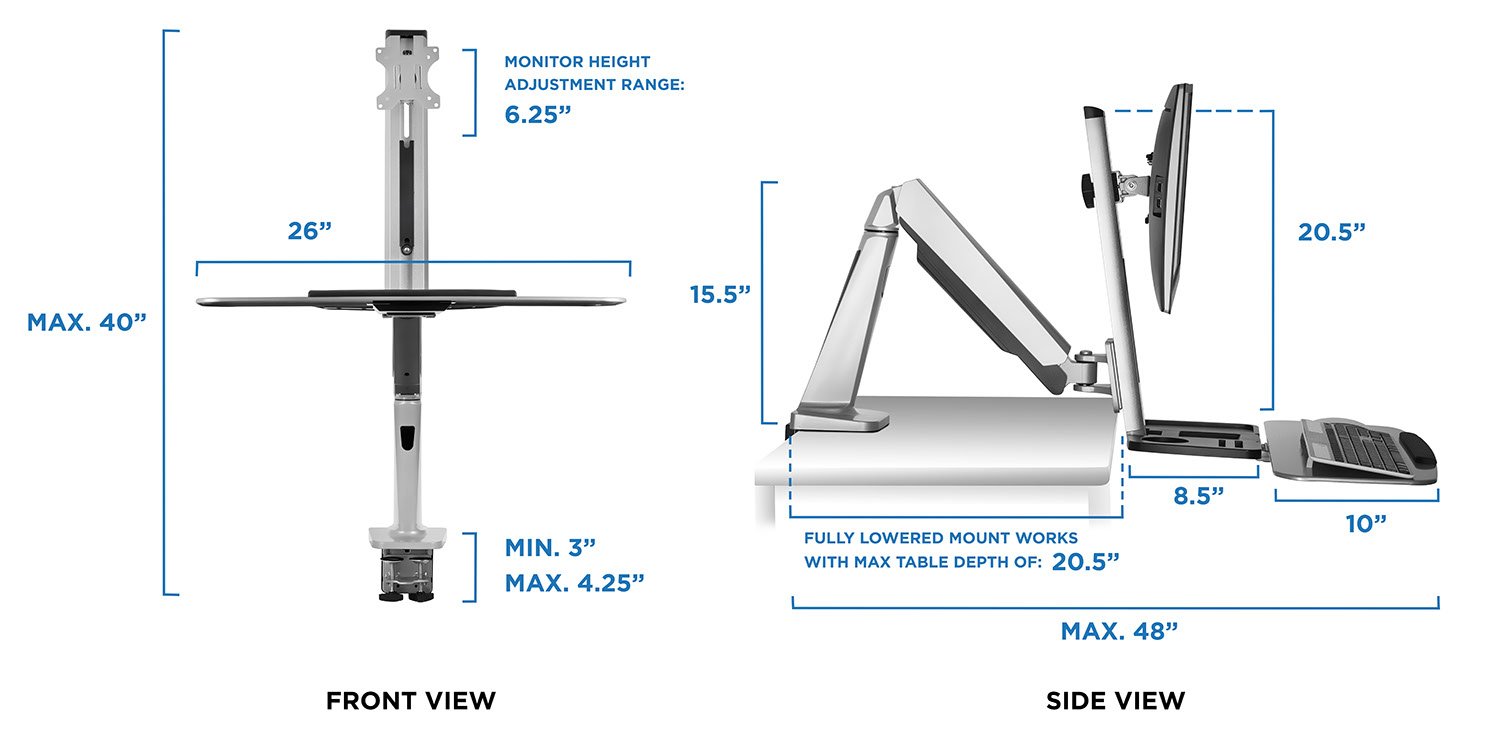 Mount-It! Sit Stand Workstation for Single Monitor and Keyboard - Height Adjustable Standing Desk Mount with Monitor Mount and Keyboard Tray