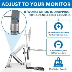 Mount-It! Sit Stand Workstation for Single Monitor and Keyboard - Height Adjustable Standing Desk Mount with Monitor Mount and Keyboard Tray