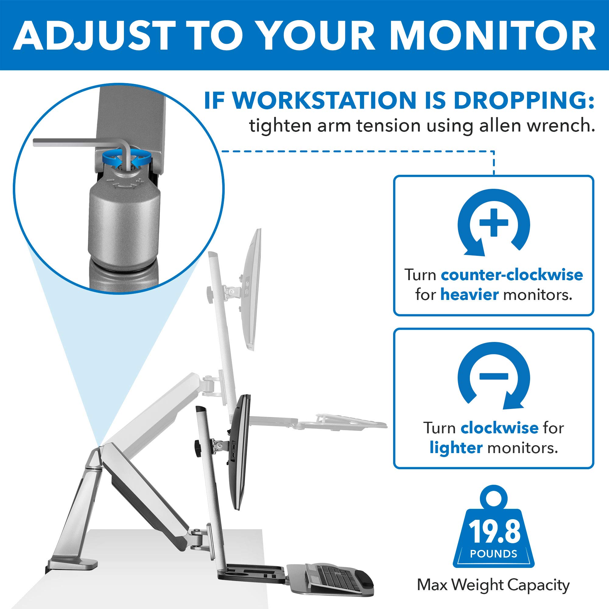 Mount-It! Sit Stand Workstation for Single Monitor and Keyboard - Height Adjustable Standing Desk Mount with Monitor Mount and Keyboard Tray