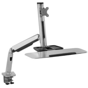 Mount-It! Sit Stand Workstation for Single Monitor and Keyboard - Height Adjustable Standing Desk Mount with Monitor Mount and Keyboard Tray