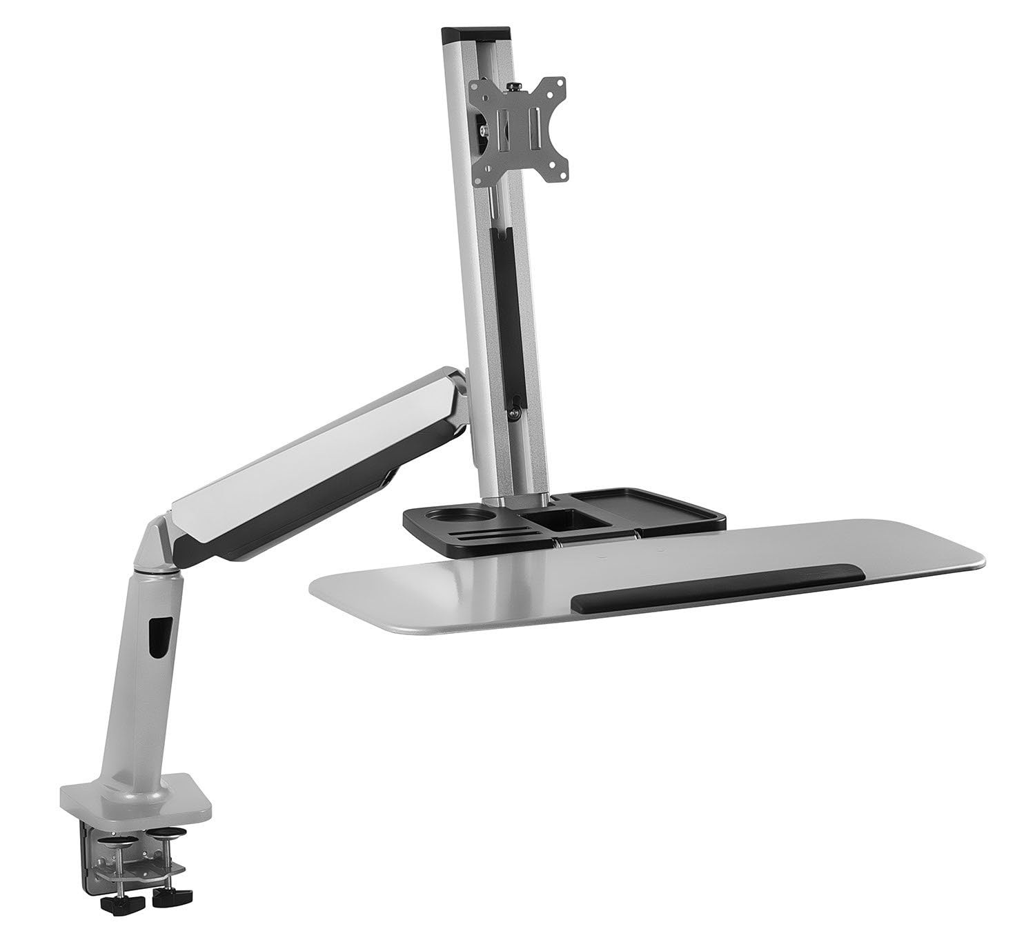 Mount-It! Sit Stand Workstation for Single Monitor and Keyboard - Height Adjustable Standing Desk Mount with Monitor Mount and Keyboard Tray