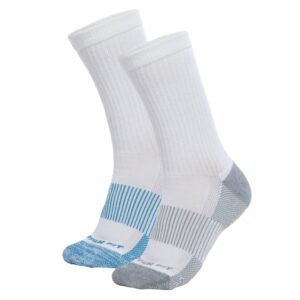 copper fit unisex adult crew sport - 2 pack running socks, white, small-medium us