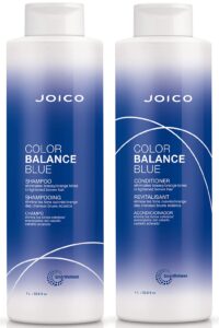 joico color balance blue shampoo & conditioner set | eliminate brassy and orange tones | for lightened brown hair