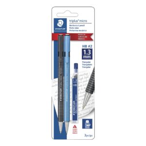 staedtler triplus micro 1.3mm lead retractable mechanical pencil with twist eraser, 6 refills, 2-pack, 77413sbka6, model: 77413sbka6st