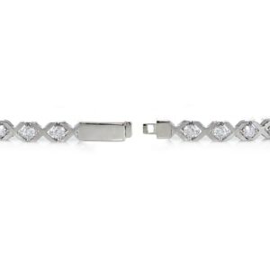 Hoops & Loops 925 Sterling Silver Cubic Zirconia XO Design Tennis Bracelet for Women Teen Girls, 7.25'' Silver