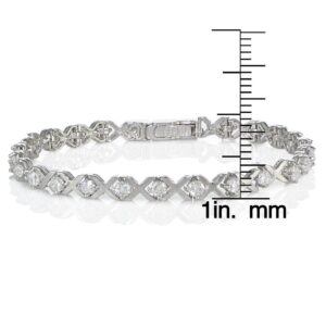 Hoops & Loops 925 Sterling Silver Cubic Zirconia XO Design Tennis Bracelet for Women Teen Girls, 7.25'' Silver