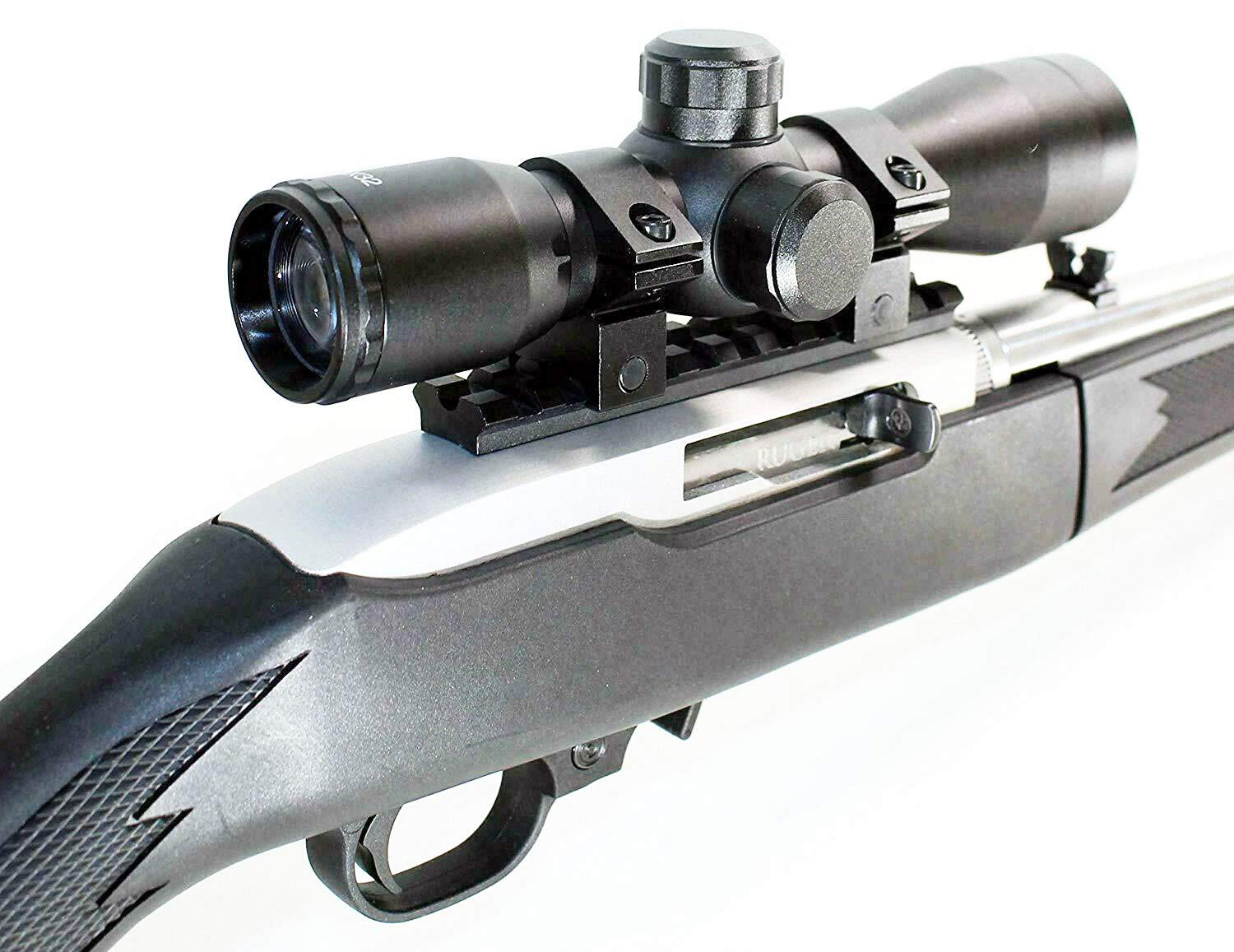 Ruger 10/22 Combo Kit with 4x32 Scope Rings Rail Mount base picatinny weaver single rail aluminum black mildot reticle hunting tactical