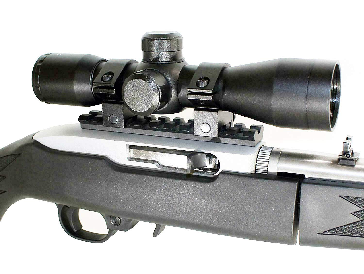 Ruger 10/22 Combo Kit with 4x32 Scope Rings Rail Mount base picatinny weaver single rail aluminum black mildot reticle hunting tactical