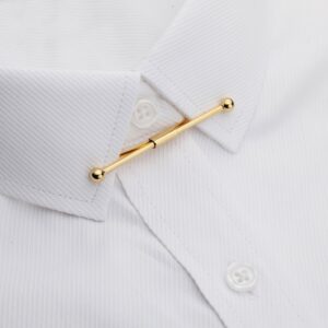 AnotherKiss Tie Collar Bar Pin Set for Men - 6 Pieces of Gold and Silver Two Tone