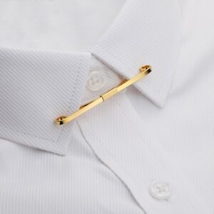 AnotherKiss Tie Collar Bar Pin Set for Men - 6 Pieces of Gold and Silver Two Tone