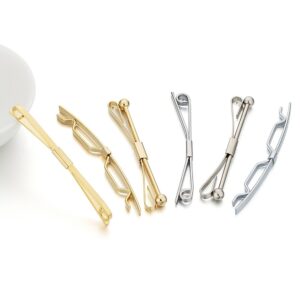 AnotherKiss Tie Collar Bar Pin Set for Men - 6 Pieces of Gold and Silver Two Tone