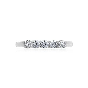 Amazon Essentials Platinum Plated Sterling Silver Infinite Elements Cubic Zirconia Round Cut 5 -Stone Ring, Size 8 (previously Amazon Collection)