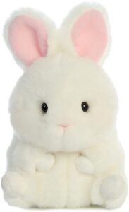 aurora® round rolly pet™ bunbun bunny™ stuffed animal - adorable companions - on-the-go fun - white 5 inches