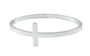 flyingeagle trade sideways cross bangle bracelet stainless steel unisex/women (silver)