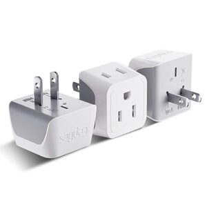 japan, philippines travel adapter plug by ceptics - usa 3 pin polarized to 2 prong unpolarized - type a (3 pack) - dual inputs - ultra compact - perfect for cell phones, tablet, camera chargers (ct-6)