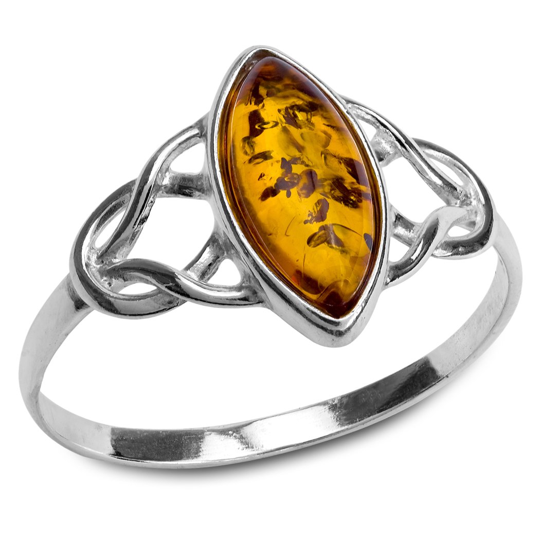 Ian and Valeri Co. Amber Sterling Silver Celtic Trinity Knot Ring