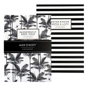 Portico Designs Alice Scott Slim Journals, Set of Two, Black & White