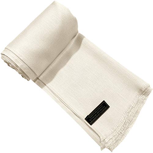 CJ Apparel Cream Ivory Off White Fringe Solid Color Design Shawl Seconds Scarf Wrap Stole Throw Head Wrap Pashmina NEW