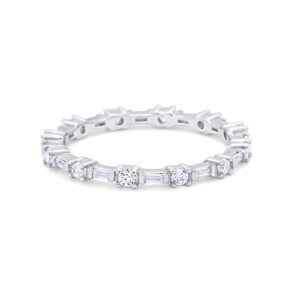 blue apple co. simulated cubic zirconia size-5 full eternity wedding band ring baguette round cz 925 sterling silver