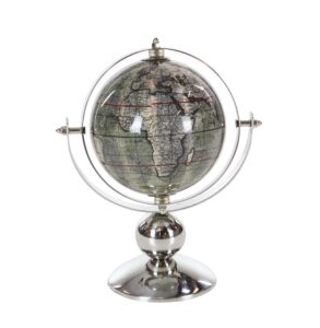 deco 79 43487 stainless steel and pvc decorative globe, 8"l x 5"w x 10"h, silver