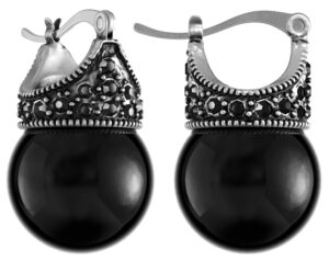 lova jewelry glass pearl earring (black)