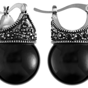 Lova Jewelry Glass Pearl Earring (Black)