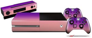 smooth fades pink purple - holiday bundle wraptorskinz decal style vinyl skin wrap compatible with xbox one original console, kinect and 2 controllers (gaming system not included)