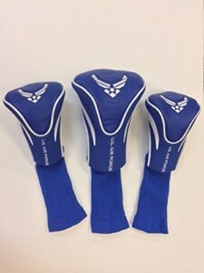 air force set of 3 golf headcovers, long necks, royal blue