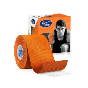 curetape® sports kinesiology tape orange | 30% stronger adhesion | k-tape for extreme conditions | quick dry viscose | waterproof muscle tape | for increased athletic performance & faster recovery